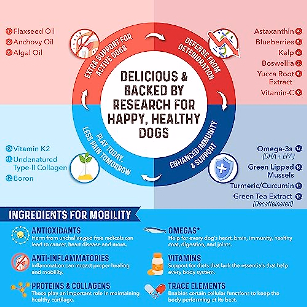 Bernie's Marvelous Mobility - Daily Dog Hip and Joint Supplement - Maintains Overall Well Being & Promotes a Healthy Immune System (90 Count)