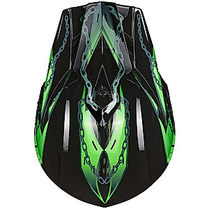 ILM Youth & Kids Dirt Bike Helmets Motocross ATV Dirtbike BMX MX Offroad Full Face Motorcycle Helmet, DOT Approved Model 128YS (Green Black, Youth-Large)