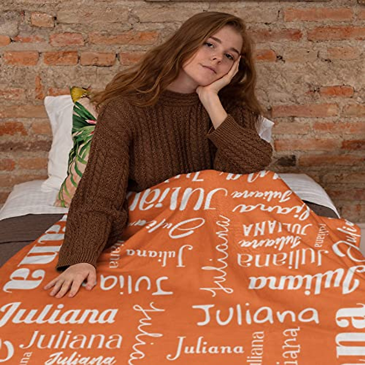 Personalized Name Blanket for Women Men 50x60inch Custom Throw Blanket with Name, Throw Blanket Gift for Mom, Dad, Grandma, Daughter, Flannel Blanket with Name Text Gift for Birthday Mothers Day