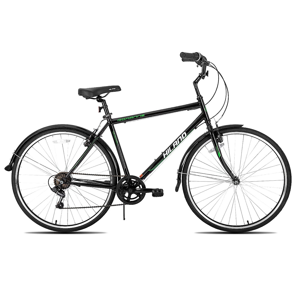 HH HILAND 700C Hybrid Bike, Step-Through or Step-Over Frame Commuter City Bike, 7 speeds Cruiser Bicycle for Men Women