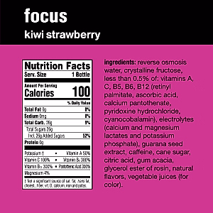 vitaminwater focus electrolyte enhanced water w/vitamins, kiwi-strawberry drinks, 20 fl oz, 12 Pack