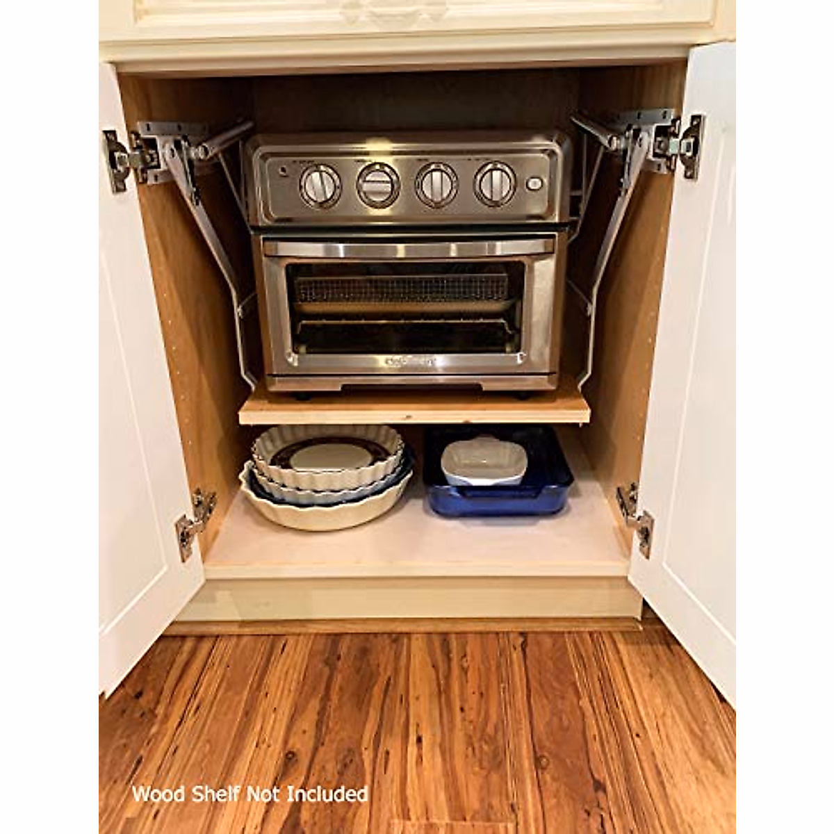 Wood Technology Kitchen Appliance Lift, White, with Self-locking Spring Mechanism for Heavy Appliance Storage and Space Savings