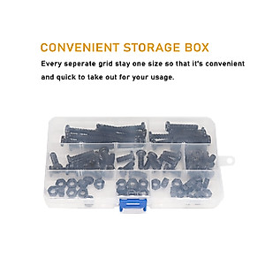 binifiMux 80pcs 1/4"-20 Black Hex Socket Cap Screws and 1/4"-20 Hex Nuts Assortment Kit, 3/8" 5/8" 1" 1-1/4" 2"