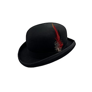 Black Bowler Hat for Men 100% Wool Derby Hat Mens Dress Hat Fedora Hats for Men Top Hat for Costumes