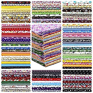 100 Pcs 8 x 8 Inches Precut Cotton Fabric Bundle Squares Patchwork Floral Fabrics Multi Color Printed Sewing Patchwork Fabric Quilting Fabric DIY Material for Sewing Crafts for Kids