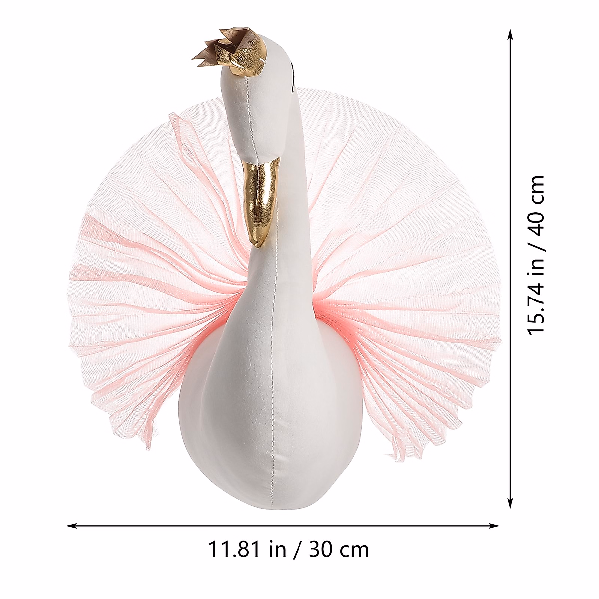 3D Wall Hanging Decoration Cute Crown Dress Swan Wall Art Sticker Hook for Nursery Kids Girl Room Wedding Birthday (Pink)