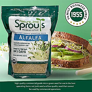 Nature Jims Sprouts Wheatgrass Seeds - 100% Organic Wheat Grass Seed for Sprouting - Cat Grass Planter Seeds, Rich in Vitamins, Fiber and Minerals - Non-GMO, Healthy Wheatgrass Sprout Growing Seed