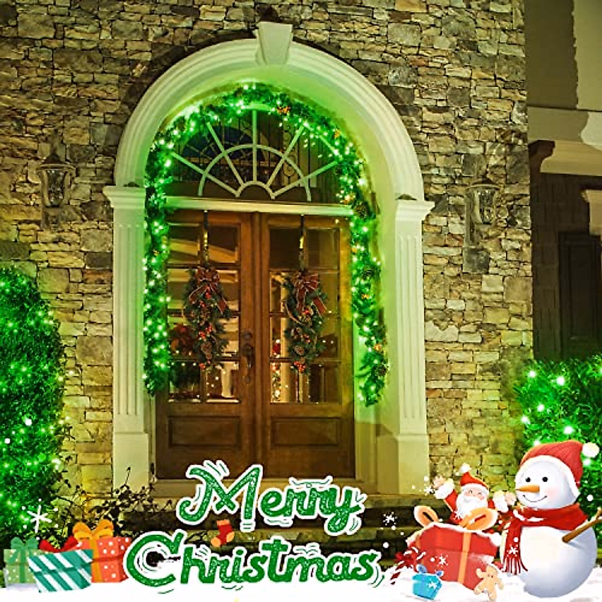 JMEXSUSS 66ft 200 LED Green String Lights Outdoor, Green Christmas Lights Clear Wire, 8 Modes Waterproof St. Patrick's Day Lights Plug in for Tree Garden Party Outdoor Decorations