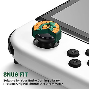 Switch Thumb Grips Joystick Caps Compatible with Nintendo Switch/OLED/Lite Controller Accessories, FUNLAB Cute Silicone Analog Stick Cover for Zelda Fans, 4PCS - Green & Yellow Eyes