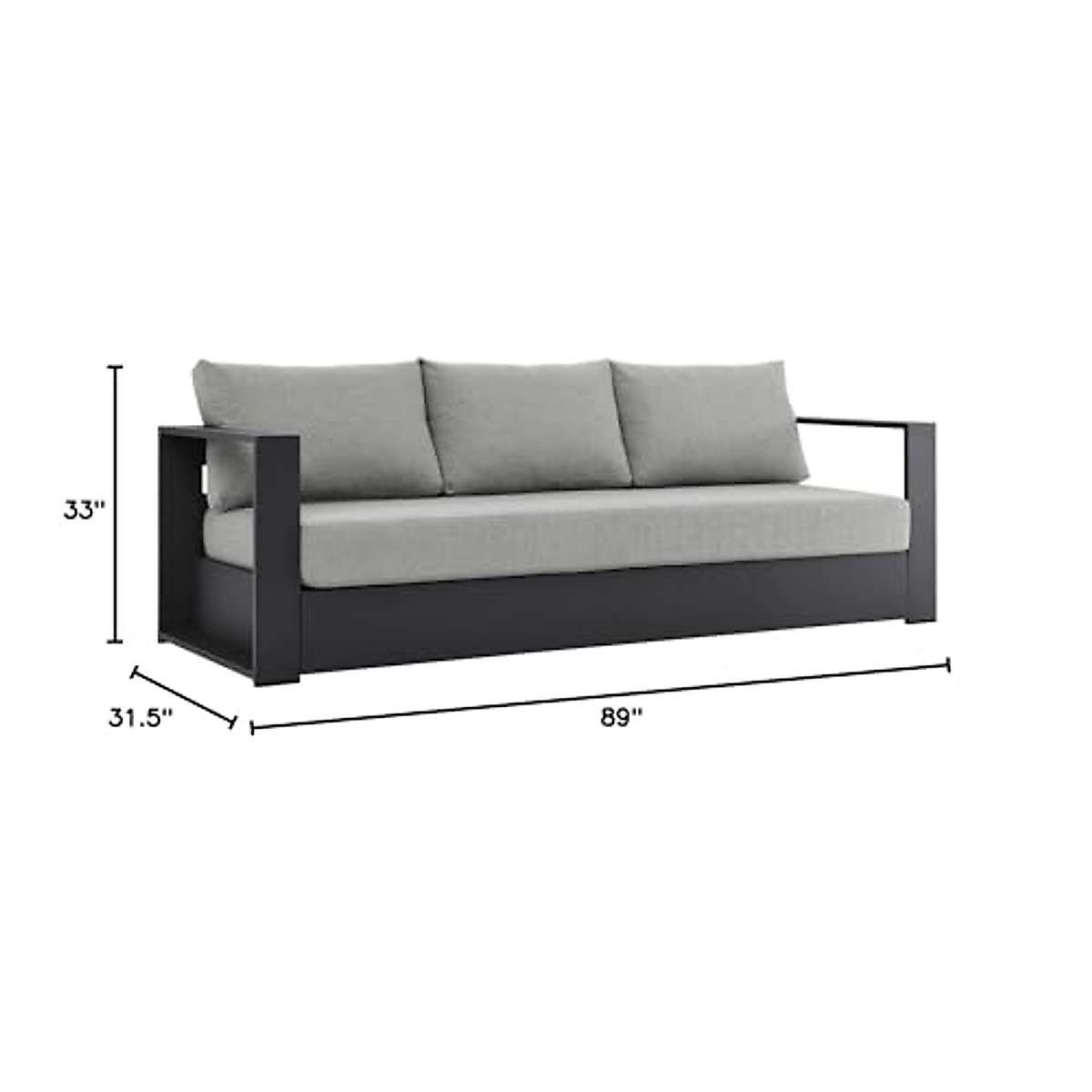 Modway Tahoe Patio Aluminum Sofa with Gray Gray Finish EEI-5676-GRY-GRY