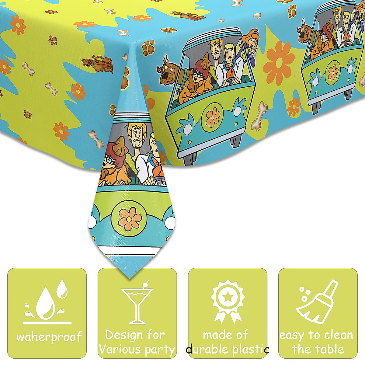 Generic 2Pcs Scooby Tablecloth Disposable Tablecover Birthday Party Supplies and Decorations for Kid Boy Baby Shower Rectangle Tables 70""X42"",2 Pack, Red