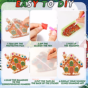 Gueevin 12 Pcs Diamond Painting Window Clings Kits Diamond Art Kits for Kids Glass Window Clings DIY Craft Kits Cute Diamond Art Painting Ornament for Adults Women Kids Gifts(Classic)