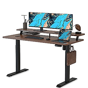 Fenge Electric Standing Desk, 48 x 24 Inches Quick Install Height Adjustable Desk with Drawer, Computer Stand Up Desk Sit Stand Desk Workstation for Home Office
