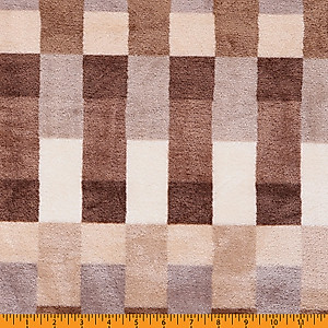Mook Fabrics Fleece Flannel Check, Beige Cut by The Yard