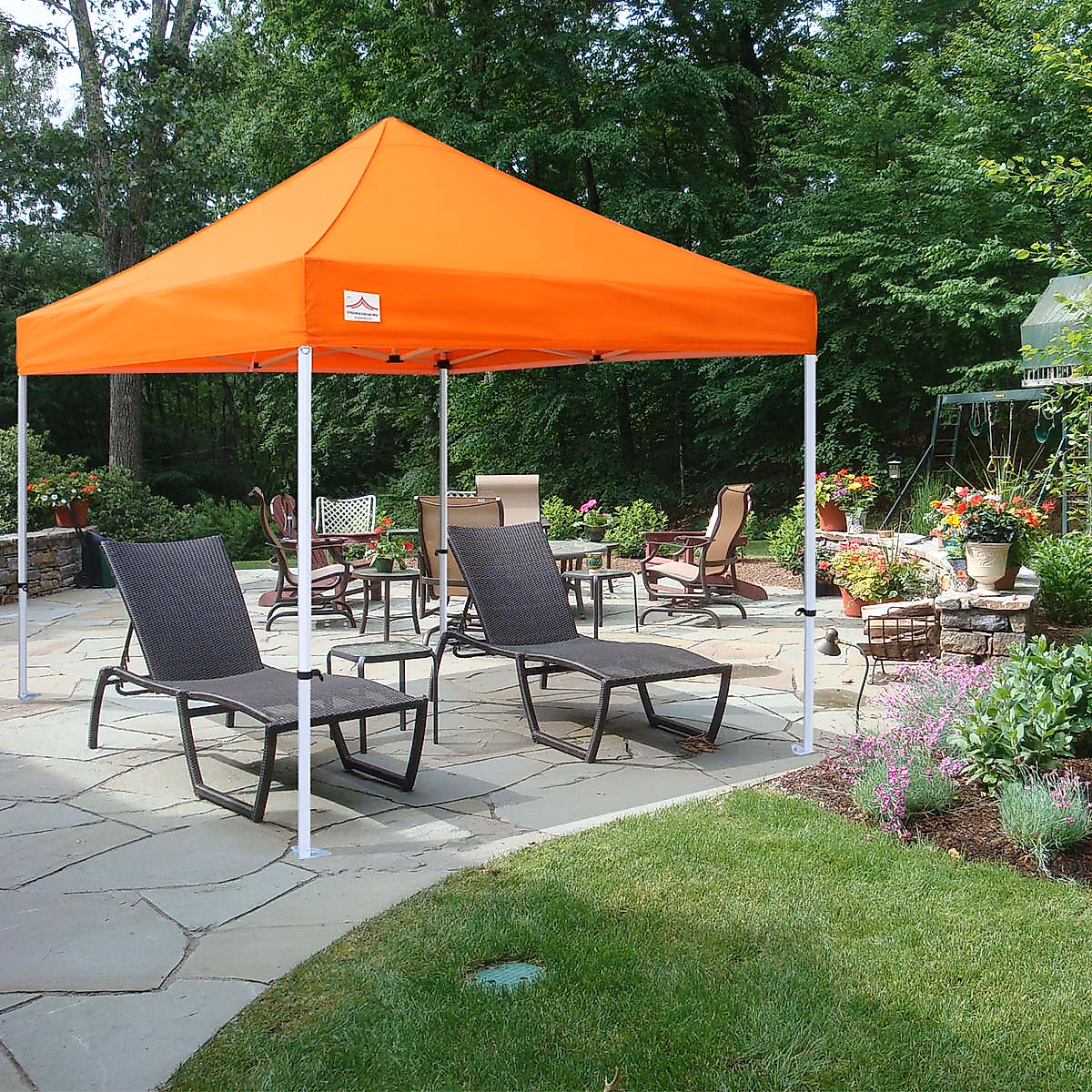 UNIQUECANOPY 10'x10' Pop Up Canopy Tent Commercial Instant Shelter with Heavy Duty Roller Bag, 4 Canopy Sand Bags, 10x10 FT Orange