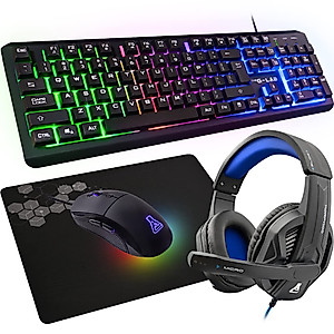 G-LAB Combo Selenium - 4 in 1 Gaming Set - Backlit QWERTY Gaming Keyboard, 3200 DPI Gaming Mouse, Headset Gaming, Non-Slip Mouse Pad – Gamer Pack Compatible with PC/PS4/PS5/Xbox One/Xbox Series X