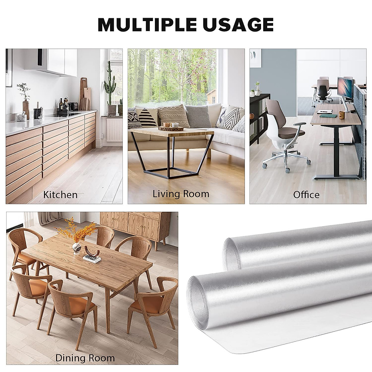 FURKIT Floor Mats for Home, 5'×7' Clear Area Rug for Dining Room, Durable Non-Slip Hard Floor Living Room Rug, PVC Waterproof Rolling Chair Protector for Kitchen, Bedroom, High Traffic Areas