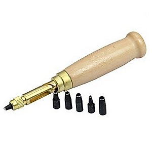 INNETOC Adjustable Japanese Screw Hole Punch, Leather Hole Punch Tool, Paper Hole Punch, Craft Puncher, 6 Tip Sizes Fabric Punch Set