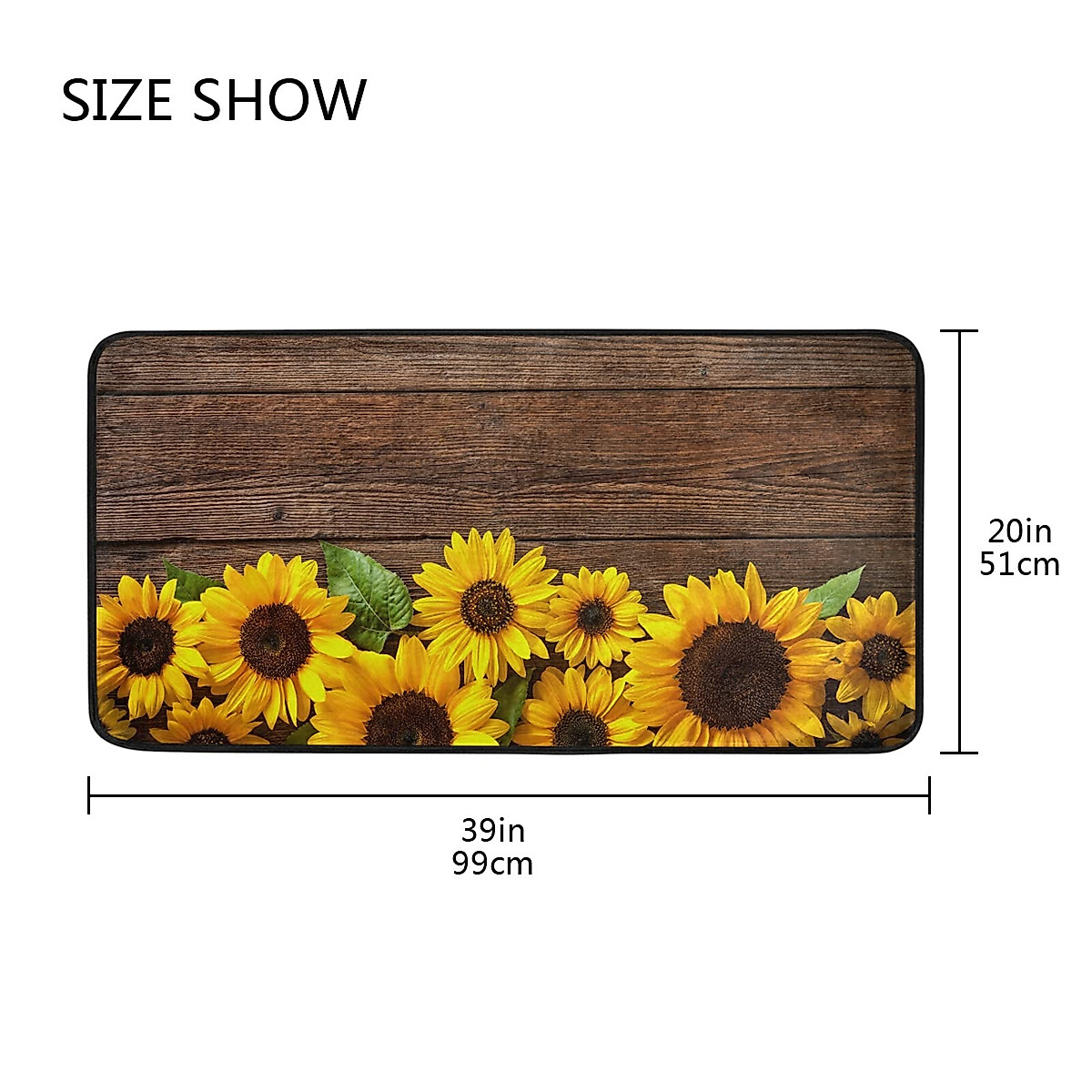 Country Style Sunflower Kitchen mat, Carpet Bedroom 39" x 20", Kitchen Anti Fatigue mat,Cushioned Kitchen mat, Kitchen Runner mat, Kitchen Comfort mat - Yellow