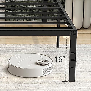 Nightell 18 Inches California King Platform Bed Frame, 2500 lbs Heavy Duty Steel Slat Support, Noise Free No Box Spring Needed, Easy Assembly Black