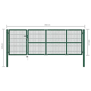 GOLINPEILO Outdoor Garden Gate, Garden Fence Gate with Posts, Patio Gate Metal Fencing Border for Yard Outdoor, Entry Gate, 137.8"x39.4" Steel Green