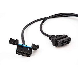 YPP Angled 16pin OBD II Splitter Extension Cable Car Indash Power & Data Cable for GPS Tracker Scan Tool