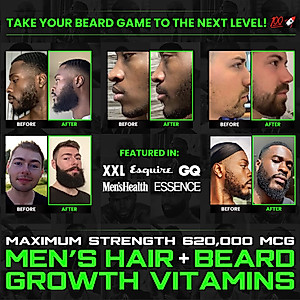 BBS Beard Growth & Hair Growth Vitamins for Men - Maximum Strength 620000mcg Biotin - Collagen - MSM - Keratin - Bamboo Extract - Multivitamin Gummies (Made by Best Beard Stuff USA)