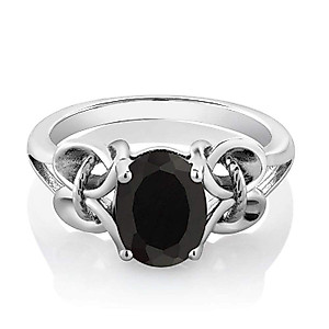 Gem Stone King 925 Sterling Silver Oval Gemstone Birthstone Engagement Ring | Oval 9X7MM | Wedding Anniversary Promise Ring For Women | Available in size 5, 6, 7, 8, 9