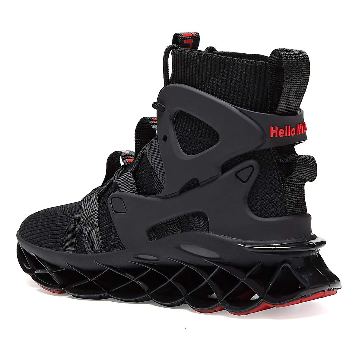 Hello MrLin Men's Running Shoes Non Slip Athletic Tennis Walking Blade Type Sneakers Hip Hop Black