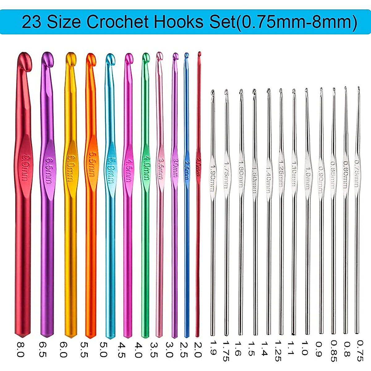 Weabetfu 121PCS Crochet Hooks & Sewing Kit,Aluminum Crochet Hooks & Lace Crochet Hook,Crocheting Hook for Knitting,Complete Crochet Set for Beginner,Traveler-Included Accessories
