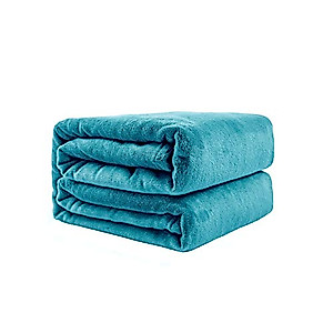 Love's cabin Flannel Fleece Blanket Throw Size Teal Throw Blanket for Couch, Extra Soft Double Side Fuzzy & Plush Fall Blanket, Fluffy Cozy Blanket for Adults Kids or Pet (Lightweight,Non Shedding)