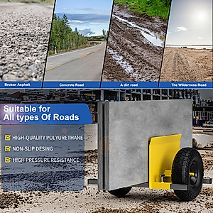 Moving Adjustable Dolly, 2 × 10" Heavy Duty Solid Rubber Tires Wheels 1000LBS Load Capacity for Panel/Slab/Plywood/Door/Granite/Drywall Material Handling and More - Yellow