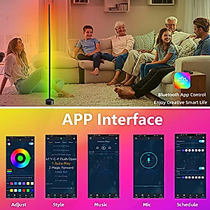 Probapro Corner Floor Lamp, 55'' RGB LED Floor Light for Bedroom, Color Changing Mood Lighting with Music Sync, LED Corner Light with Remote & App Control, RGB Corner Lamps for Living Room Gaming Room