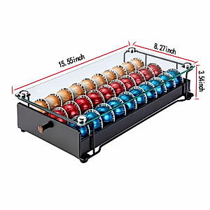 Rice rat Vertuo Capsule Holder Drawer for Nespresso With Glass (Class-30 Pods)