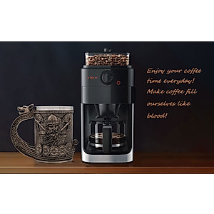 WOKHACH Medieval Viking Mug Beer Stein Tankard,Stainless Steel Drinking Tankard Mug Coffee Cup,Norse Mythology Poetic Gothic Decor Party Decoration Drinkware Gift for Men18OZ(Drakkar Warrior)