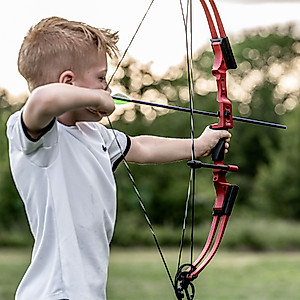 Genesis Mini Youth Compound Bow and Arrow Archery Set, Right Hand, Red