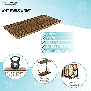 brightmaison BGT Mino Floating Shelves, 17"x8" Bookshelf for Living Room Decor Wall Shelves Bedroom Decor Kitchen Organization Bathroom Shelves Set of 3, Burnt Finish