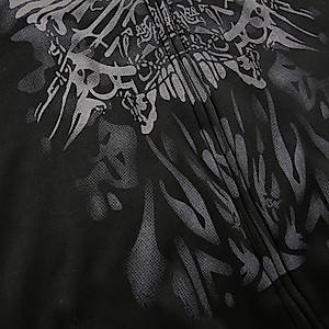 Mieeyali Women 's Oversized Zip Up Sweatshirt Graphic Rhinestone Jackets Y2K Fairy Long Sleeve Printed Hoodies Streetwear (Black-Skeleton butterfly,Large)