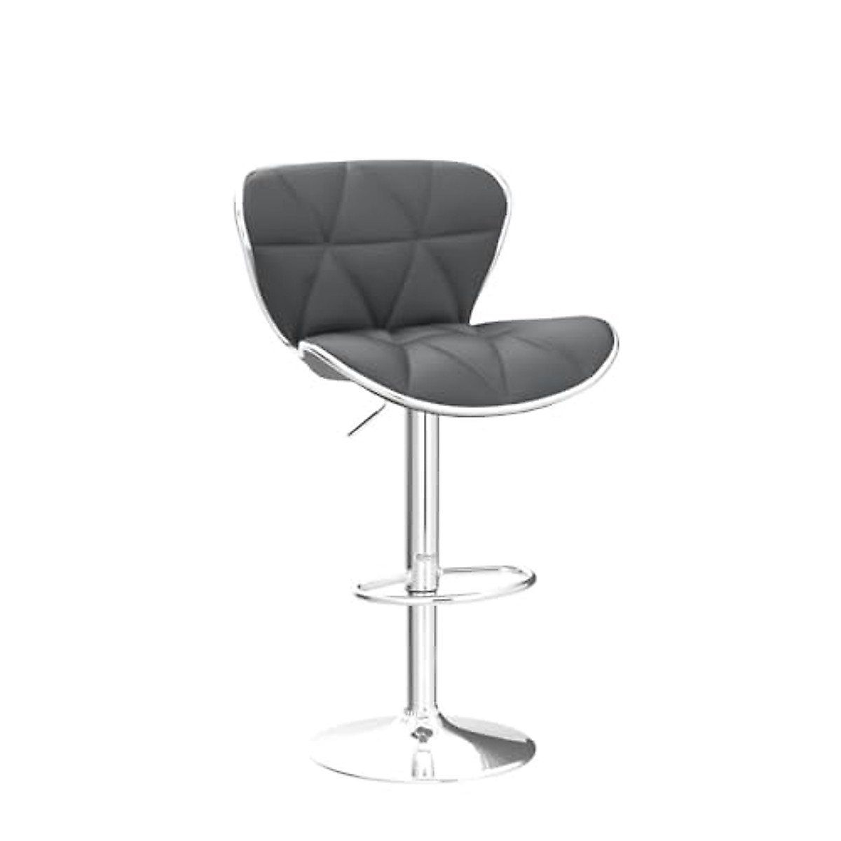 Yaheetech Bar Stools Set of 4, Island Chairs Shell Back, PU Leather Adjustable Barstools, Swivel Barstools with Footrest for Home Kitchen, Grey