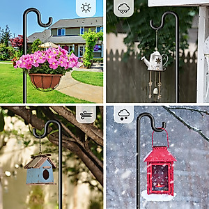 76" Shepherds Hooks for Outdoor, Extra Thick Bird Feeder Pole with 5 Prong Base, Adjustable Shepards Hook for Garden, Weddings, Hanging Plant