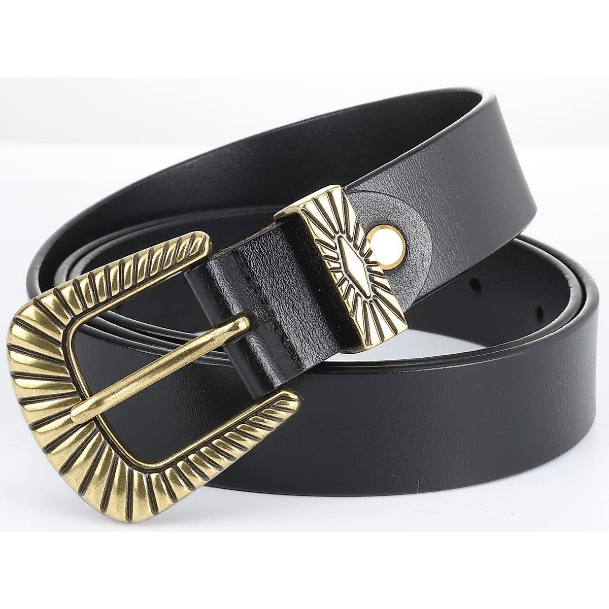 ALAIX Belts for women Women's Belts Silver Gold Buckle leather belts Black Western belts Jeans Pants belts for women