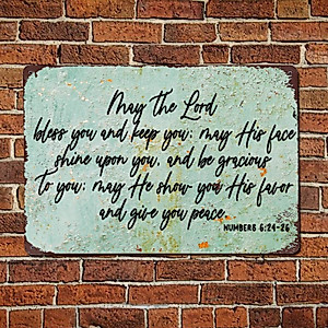 luckluccy May The Lord Bless You and Keep You Metal Sign,Retro Rustic Quote Saying Words Bar Men Cave Garden Wall Art,Festival Party Farmhouse Aluminum Sign,Home Decor,20*30cm(0mds7y91b0xs)