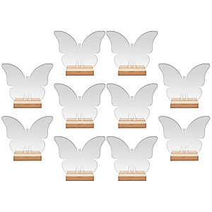 Gadpiparty 10 Sets Butterfly Shaped Clear Acrylic Place Cards Blank Wedding Signs Seating Cards with Holder Sublimation DIY Butterfly Table Number Decor Party Supplies
