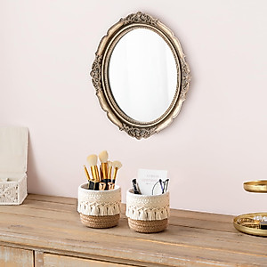 Mkono 4 Pcs Macrame Storage Baskets Boho Desk Accessories