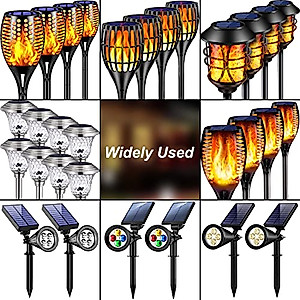 6 Pack Metal Stake Solar Lights Replacement Spike - Outdoor Ground Stakes for Garden Lights Landscape Yard Pathway Lamps Pole, 0.78 * 5.3 Inch