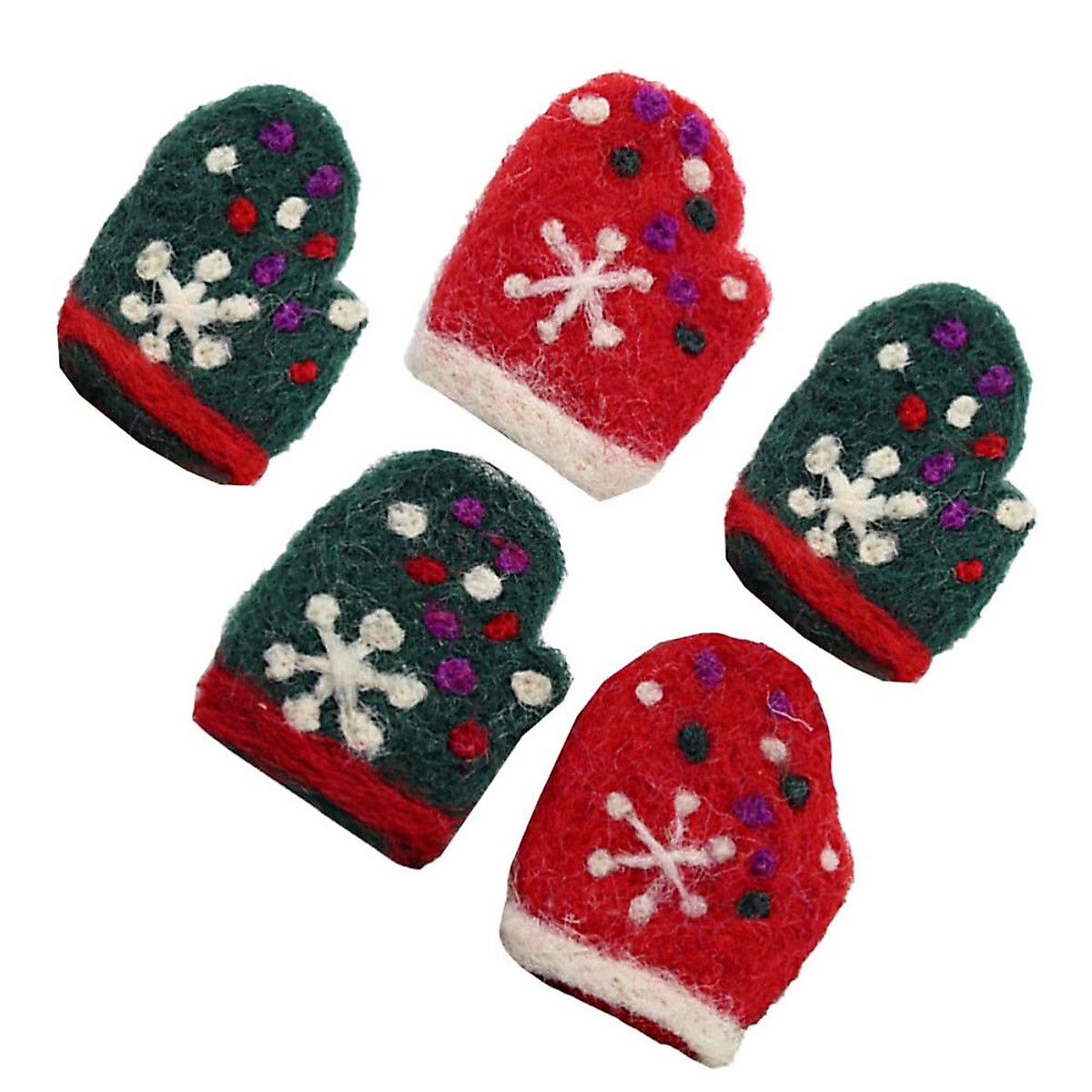 PRETYZOOM 5pcs Wool Felt Gloves Corsage Embellishments Flatback Jewelry Accessories Suit Breast Pin Enamel Brooch Snowflake Cartoon