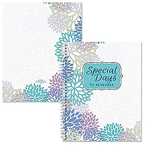 Cool Floral Card Organizer Book- Remember Special Days, Greeting Card Keeper, Softcover, 8" x 10", Spiral Bound