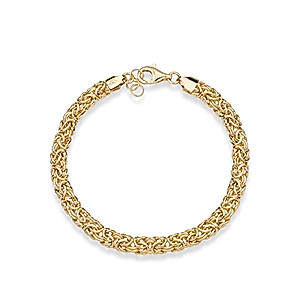 Miabella Italian 18K Gold Over Sterling Silver Byzantine Bracelet for Women, Handmade in Italy (Length 6.5 Inches (X-Small))