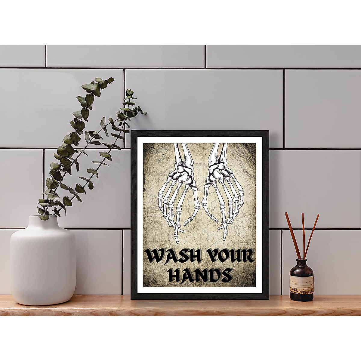 Roxbury Row Skeleton Hands Bathroom Decor Wall Art, Skeleton Decor | Funny Bathroom Signs, Gothic Bathroom Decor Wall Art, Creepy Decor, Spooky Decor, Halloween Bathroom Decor (8X10 Unframed)