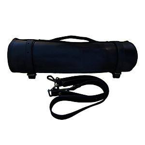 Modusso 100% Leather Handcrafted Professional Chef Knife Storage Roll Bag - 10 slots and zippered pocket (Regular, Black)